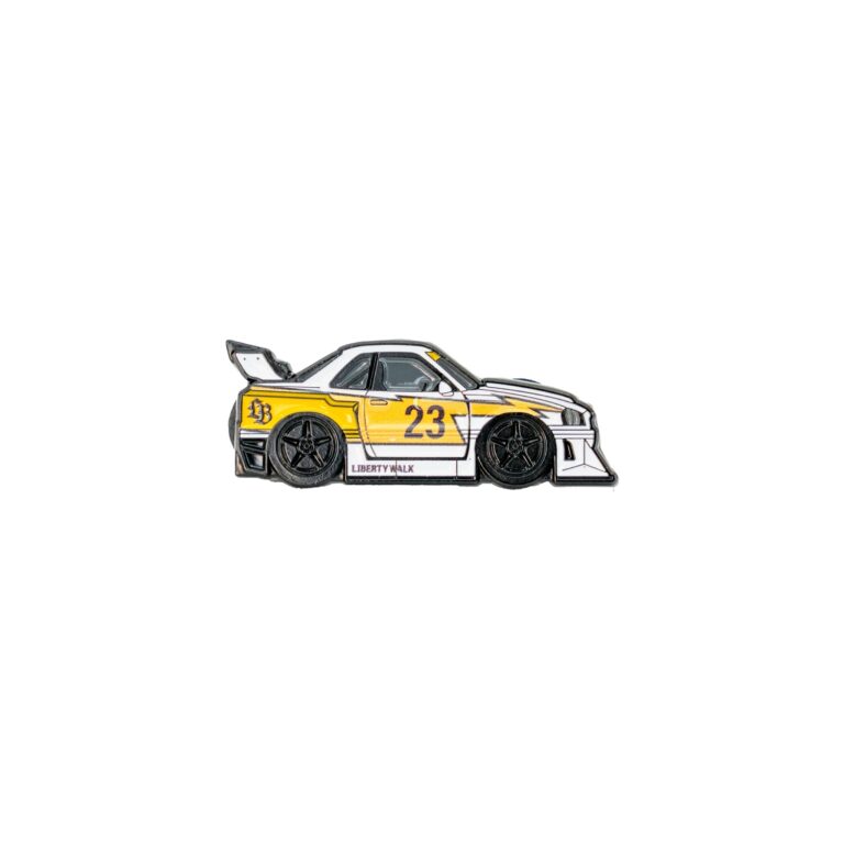 Leen Customs Pin Badge LB-ER34 Super Silhouette SKYLINE White/Yellow ...